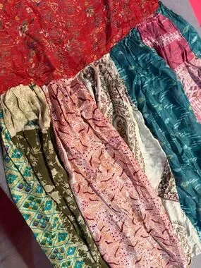 Tangibles | Dresses | Tangibles Patchwork Boho Silk Dress Mixed Floral ...